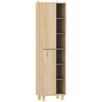 Meuble colonne étagère salle de bain ROBBY bois naturel